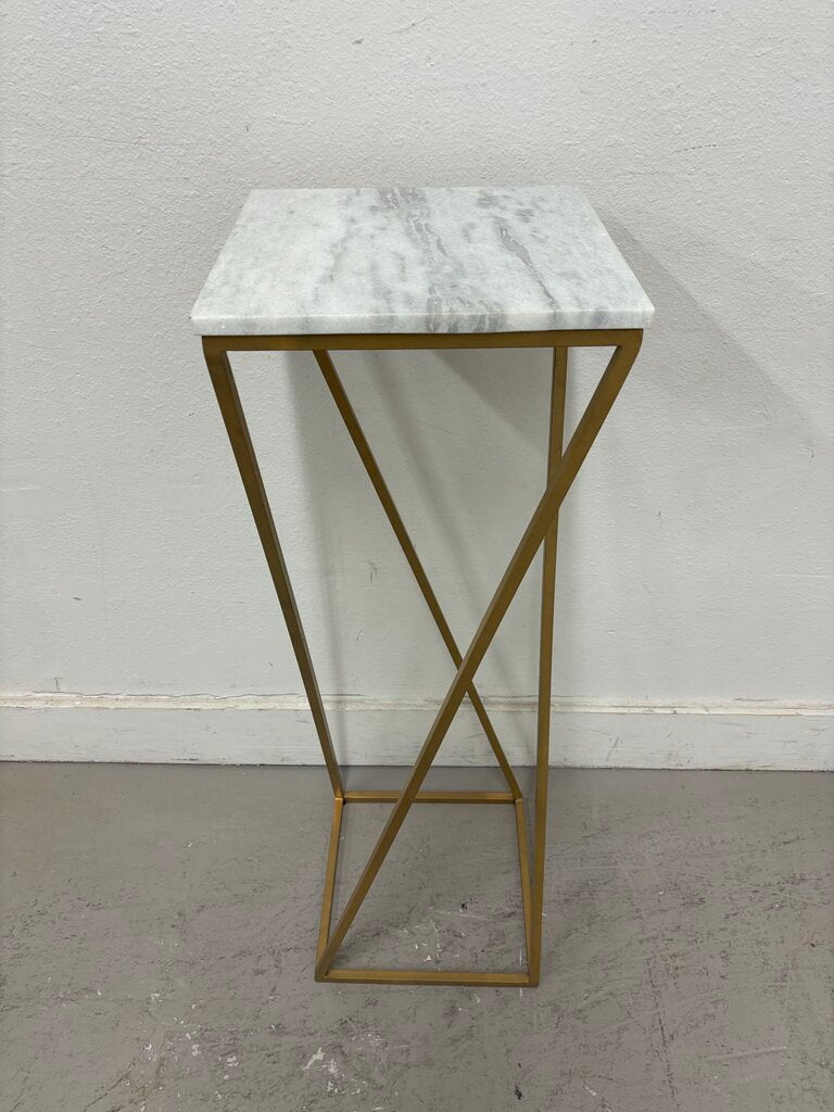 Metal & Marble Pedestal – Couches to Curios